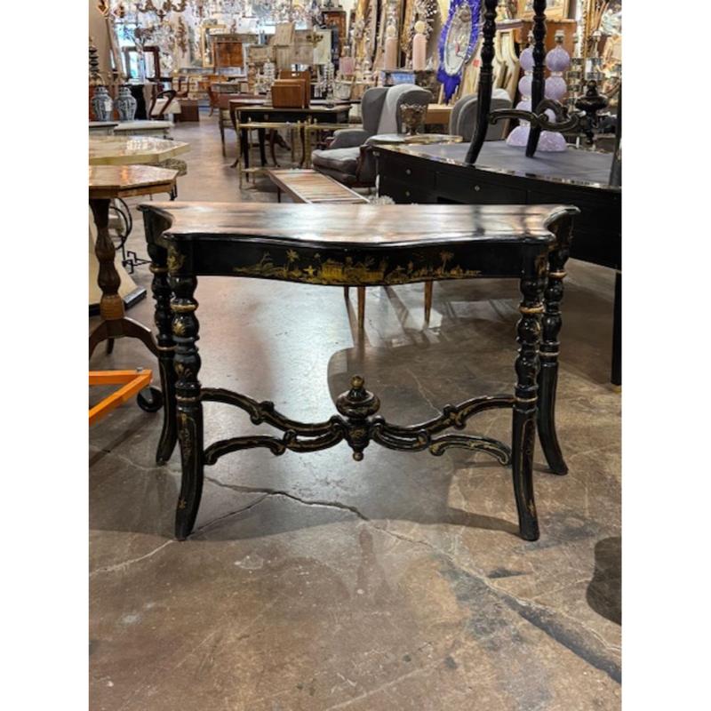 19th Century English Regency Style Hand Painted Chinoiserie Consoles ...