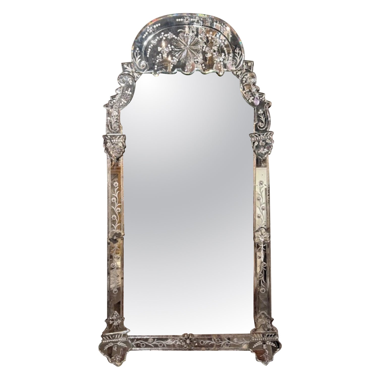 20th Century Venetian Etched Glass Mirror - Legacy Antiques
