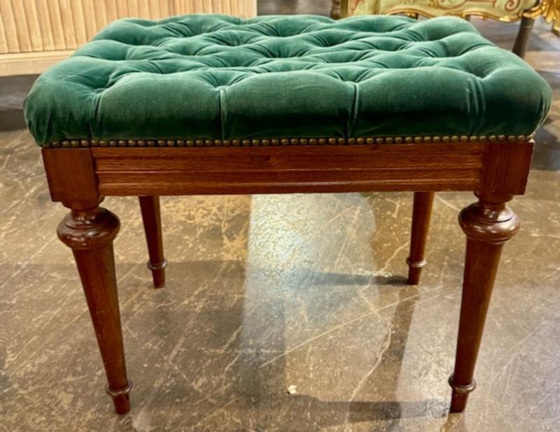 Early 20th Century Walnut Bench with Tufted Upholstery – Legacy Antiques