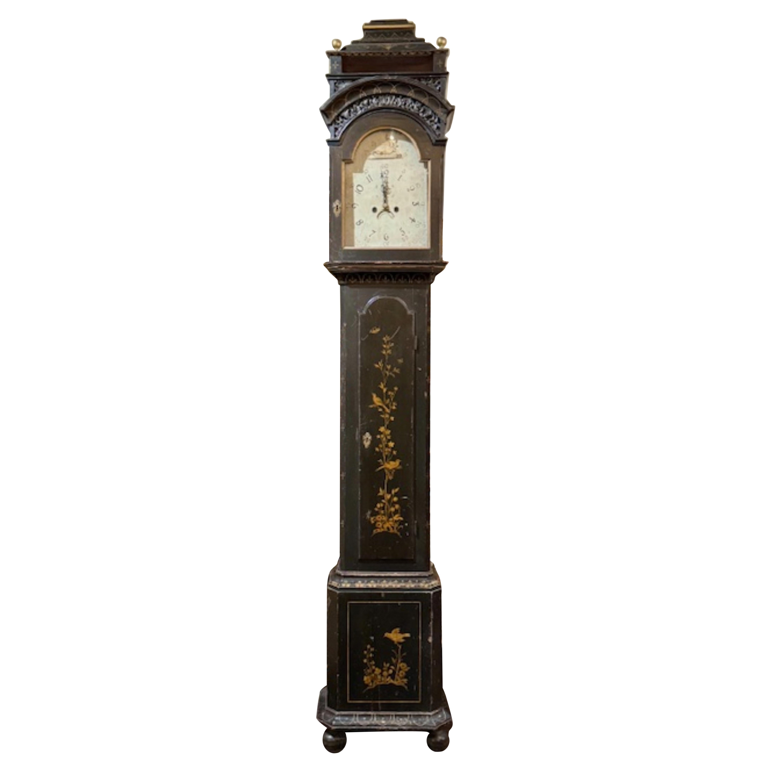 Late 19th Century Tall Case Grandfather Clock with Chinoiserie Design ...